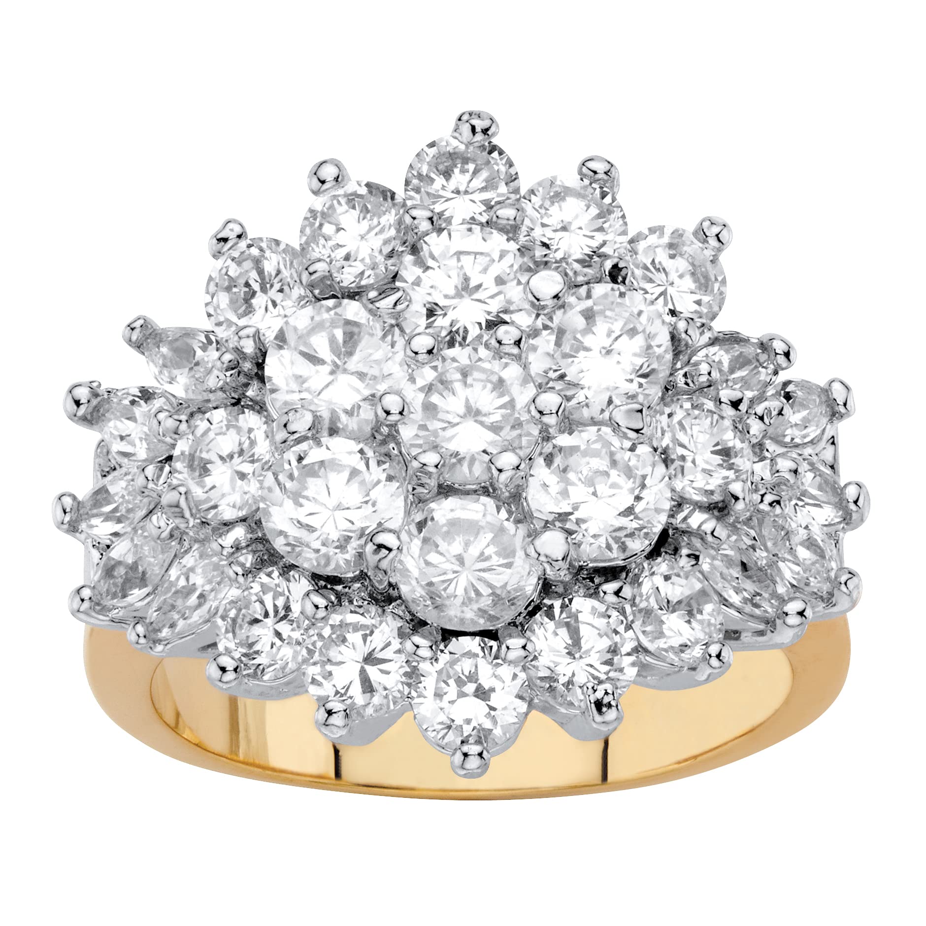 PalmBeach Yellow Gold-Plated Round Cubic Zirconia Cluster Ring Sizes 6-10 Size 8