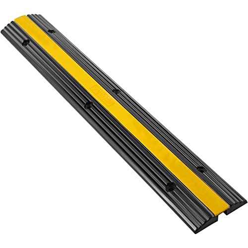 VEVOR Cable Protector Ramp, 3 Packs 1 Channel Hump, Heavy-Duty Modular Speed Bump Rated 22046 LBS Load Capacity, Protective Wire Cord Ramp Driveway Rubber Traffic Speed Bumps
