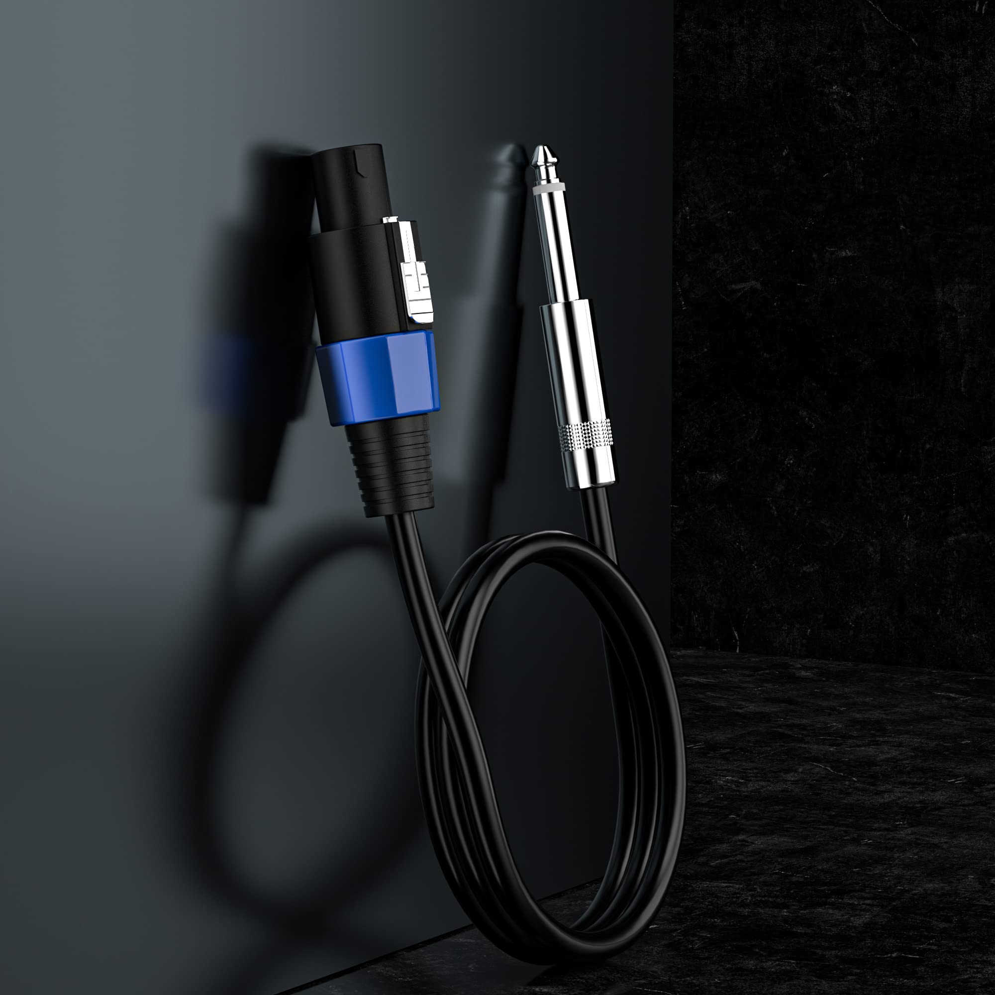 Wdpqyy 2-Pack 25 Feet Audio Speakon to 1/4 Inch TS Speaker Cable, Professional 12AWG Guage Wire Audio Speaker Cable with Twist Lock
