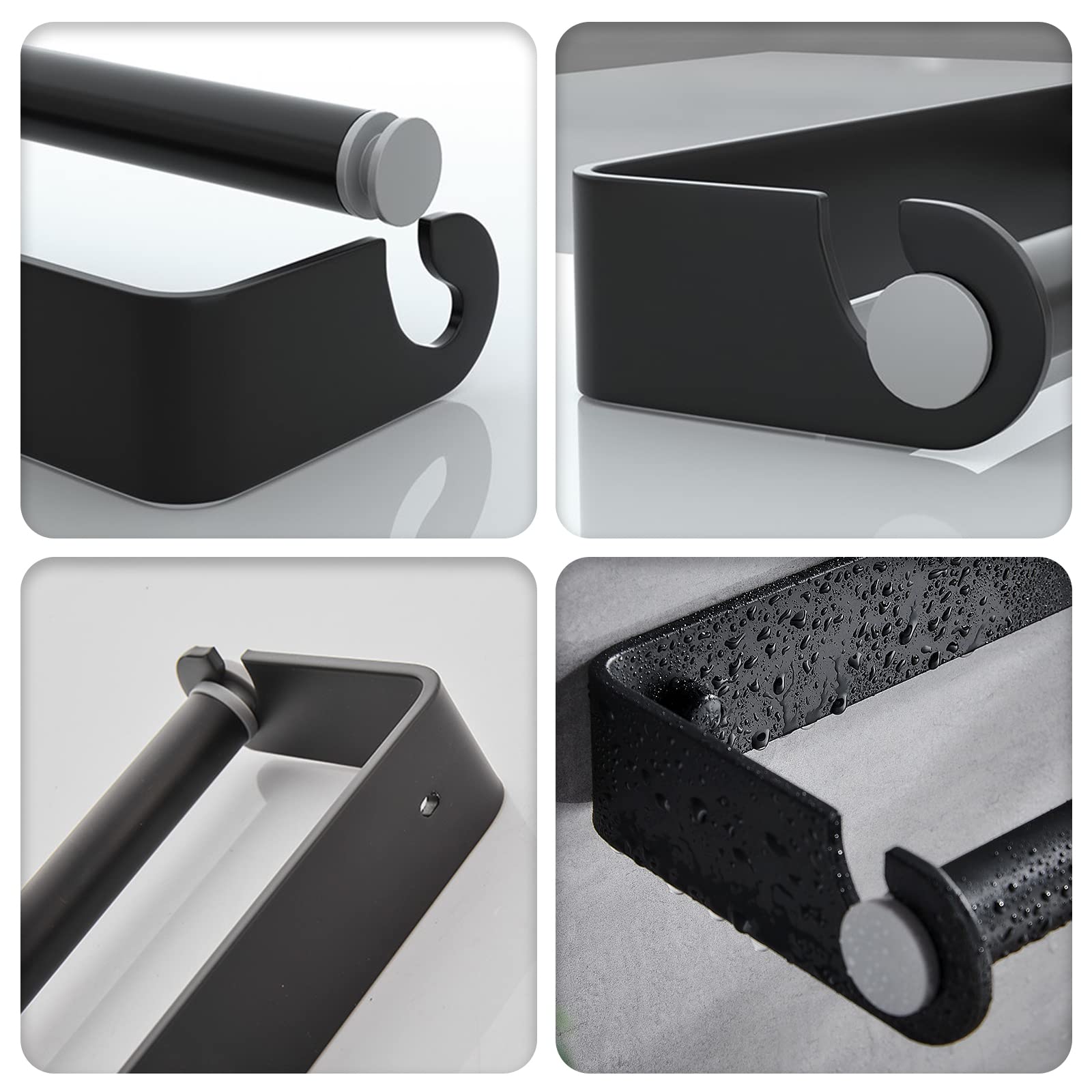 URALFA Under Cabinet Paper Towel Holder Wall Mount, Paper Towel Roll Holder Both Available in Adhesive and Screws, Paper Towel Rack for Kitchen, Bathroom, Pantry, Sink (Black)