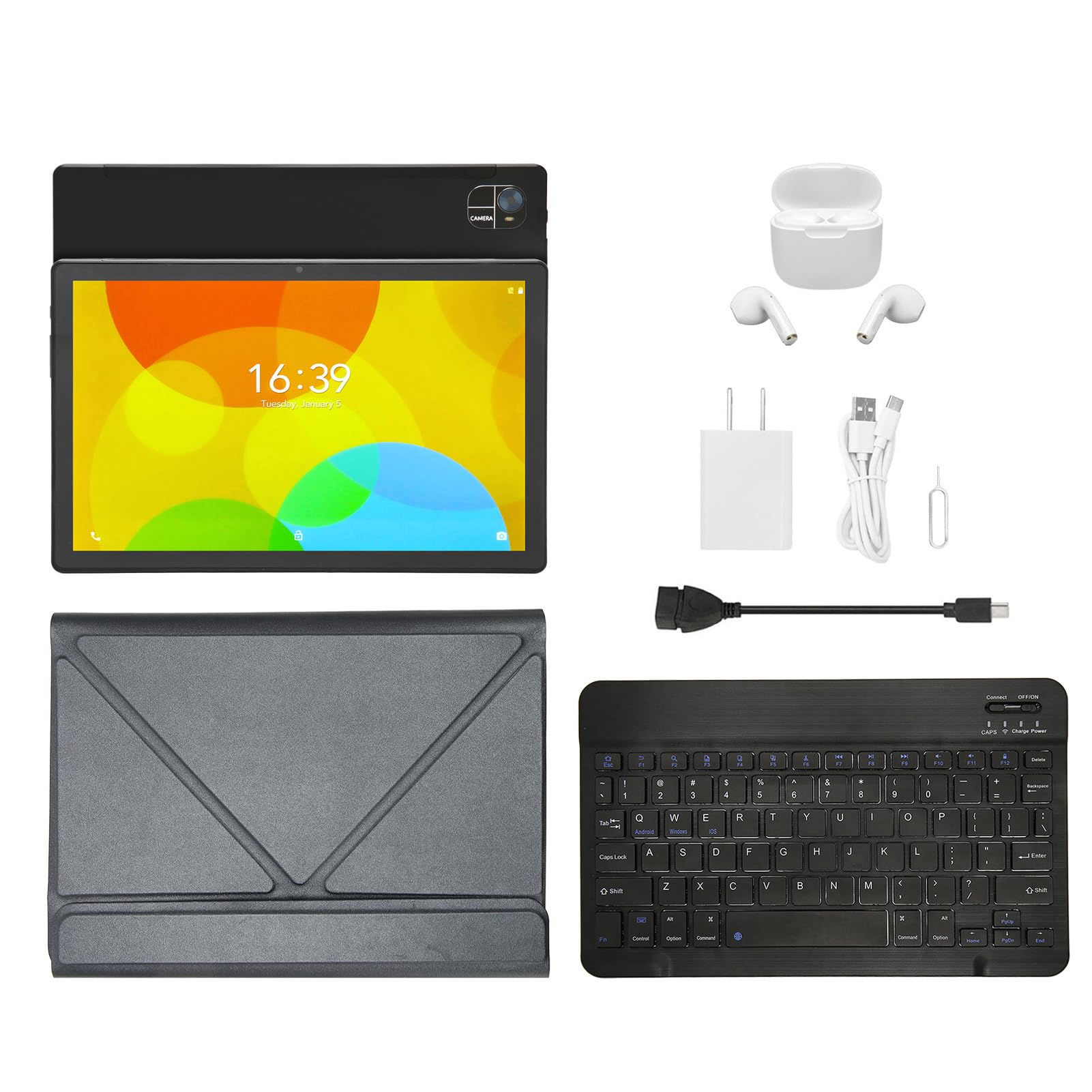 SHYEKYO HD Tablet, 12MP 24MP Camera 12GB 256GB Memory US Plug 100‑240V Gaming Tablet for Travel (US Plug)
