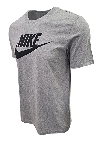 Nike Sportswear Men's Logo T-Shirt (Small, Heather Gray/Grey/Steele Black)