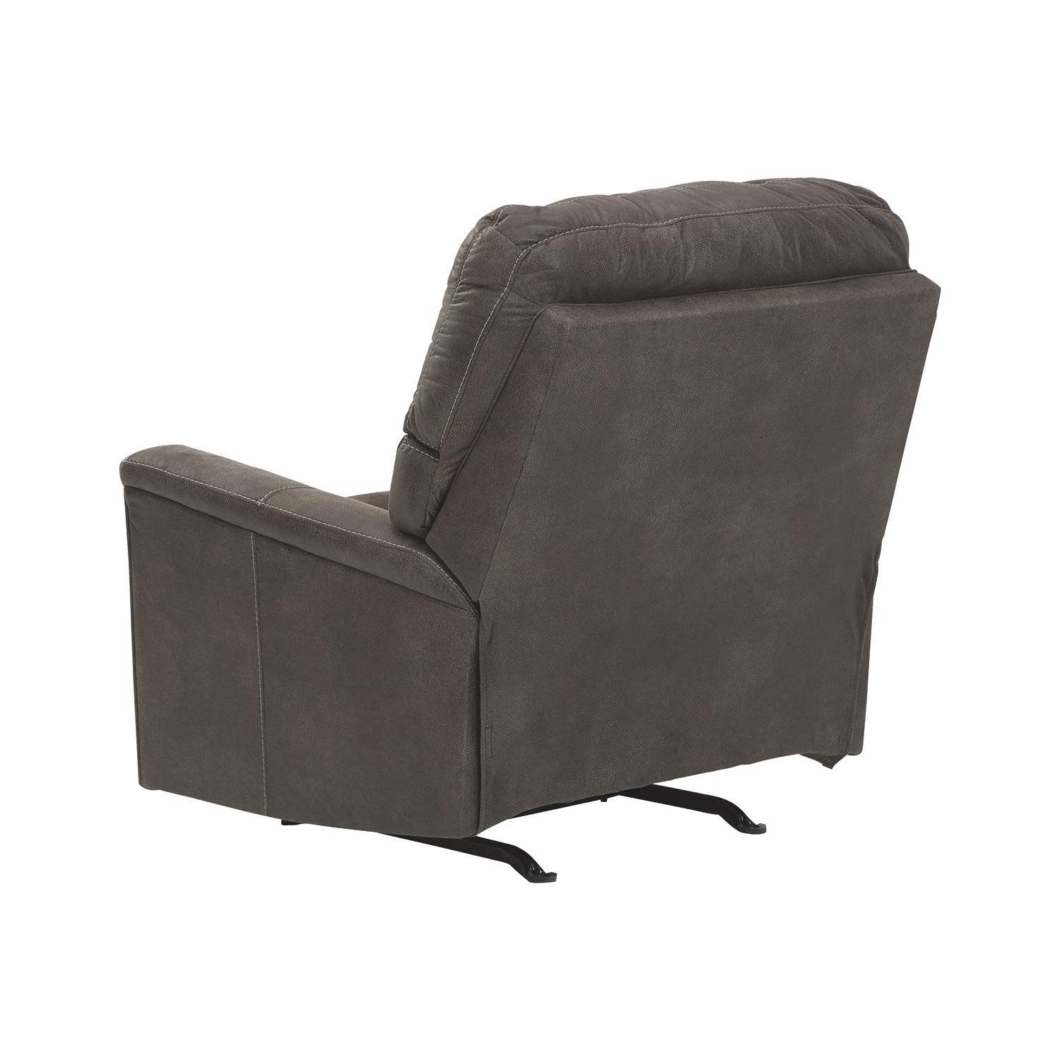 Signature Design by Ashley Navi Traditional Faux Leather Manual Rocker Recliner, Gray