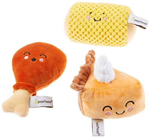 Pearhead Thanksgiving Dinner Dog Toys, Set of 3, Plush Dog Toys, Squeaky Dog Toy, Fall Pet Toys
