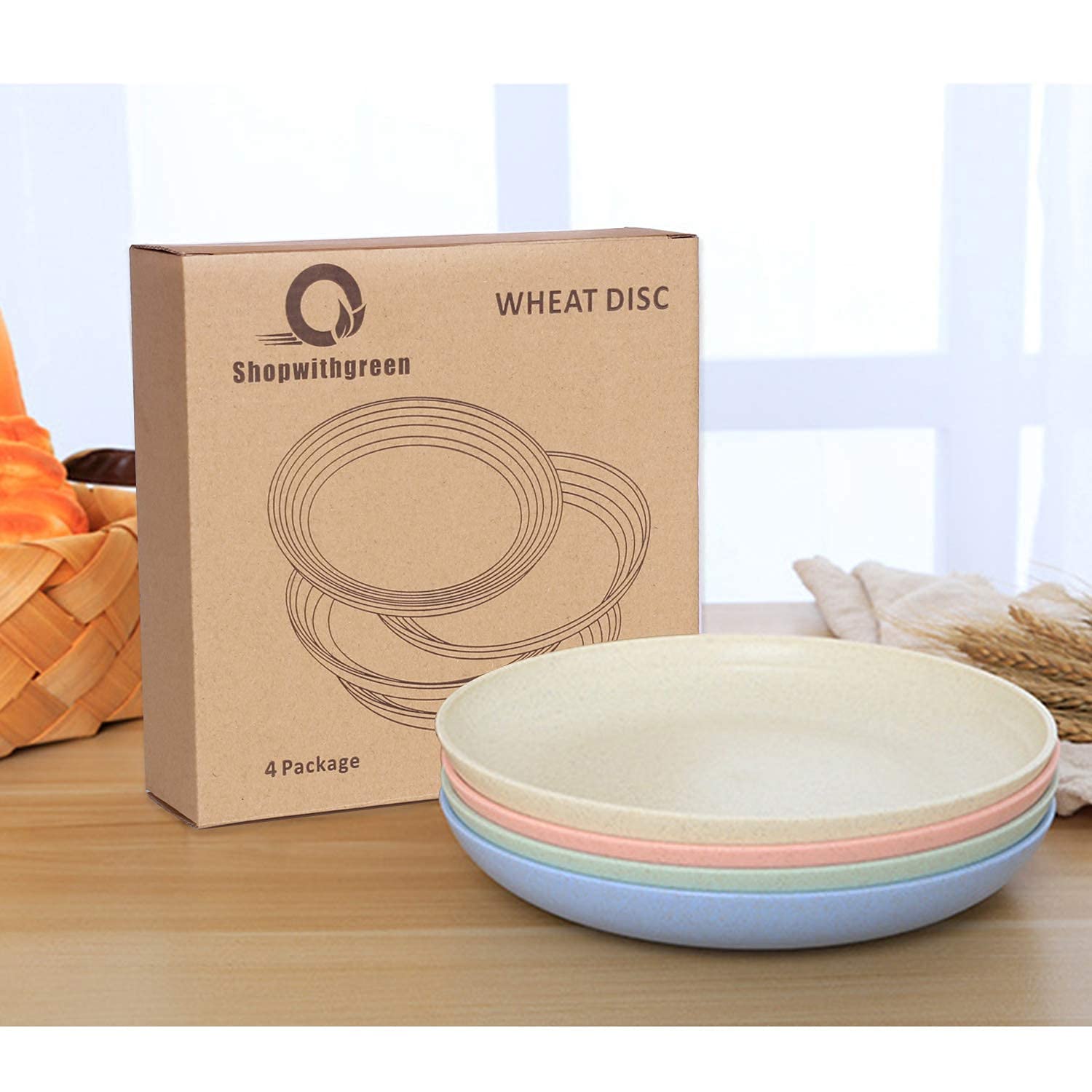 Shopwithgreen Unbreakable Wheat Straw Plates, Bowls, Cups Set, Microwave & Dishwasher Safe