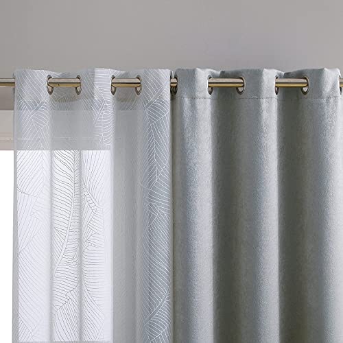 VCNY Home - Panels, 4-Piece Curtain Set with 2 Sheer & 2 Blackout Panels with Metal Grommet Top, Stylish Home Decor (Hudson Grey, 76" x 96")