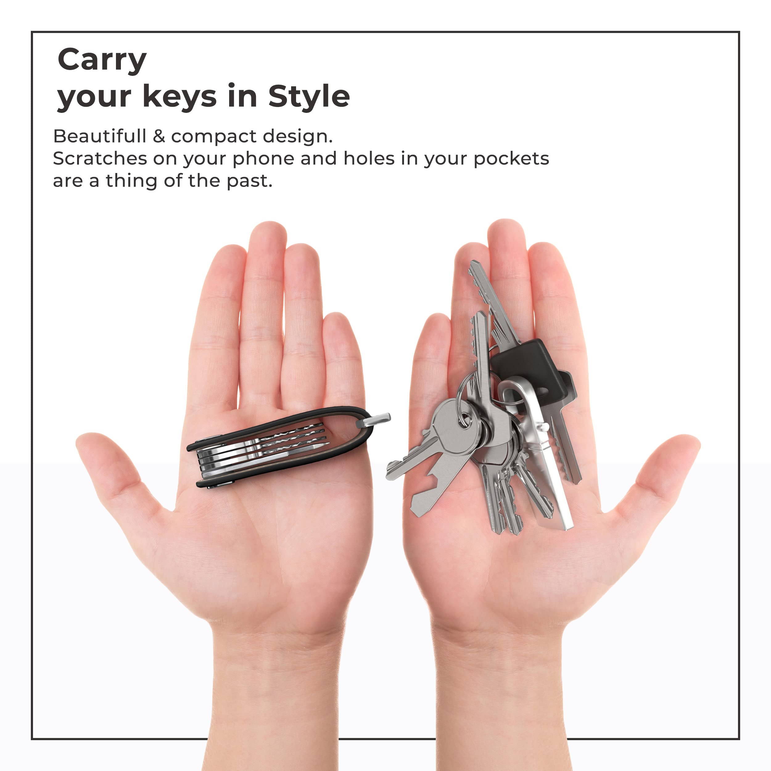 Northwall Key Organizer Keychain, 100% Italian Leather Compact Key Holder, Secure Locking Mechanism, Holds up to 7 Keys, (ThorKey Black)
