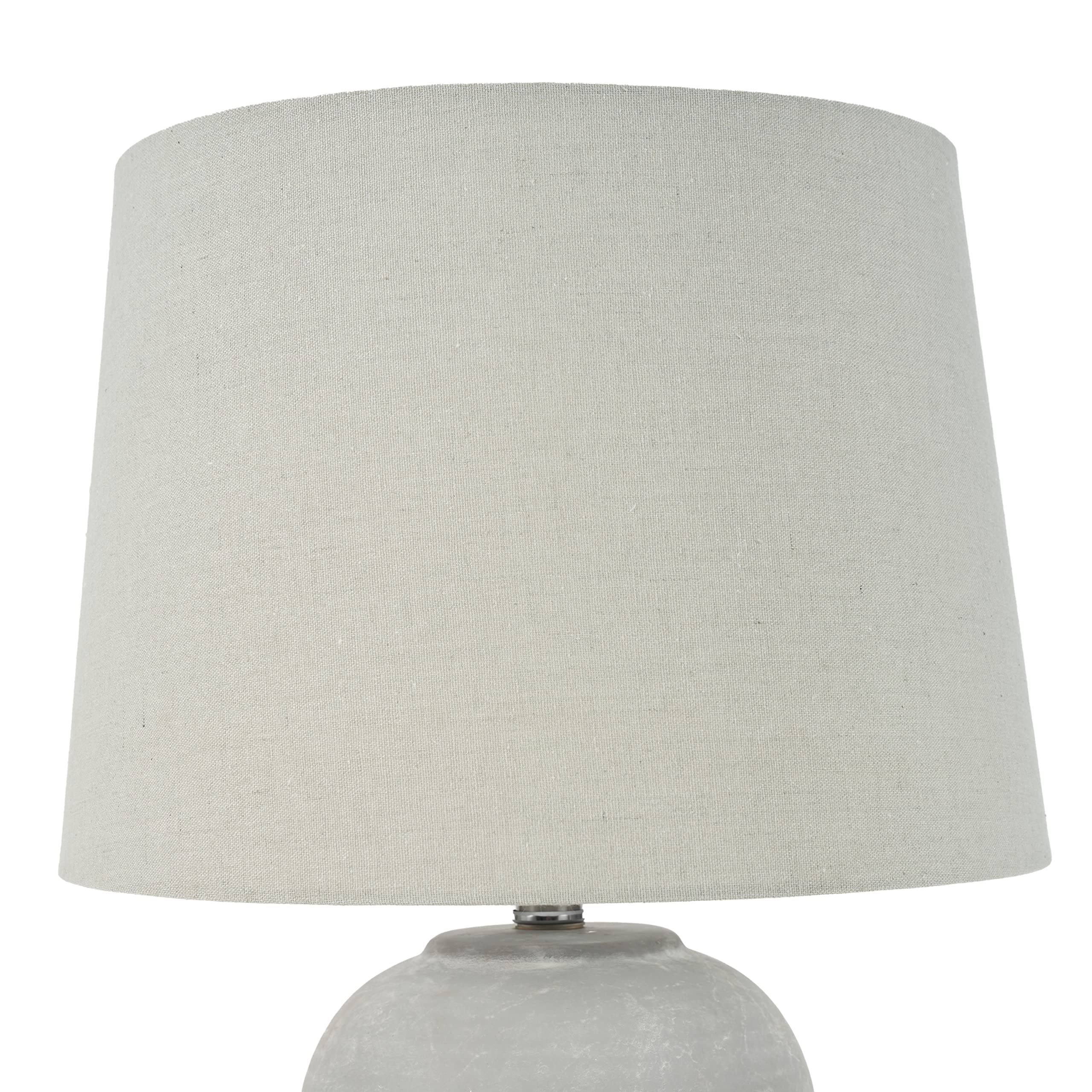 Nourison 23" Grey Vintage Distressed Ceramic Pot Table Lamp for Bedroom, Living Room, End Table, with Grey Tapered Drum Shade