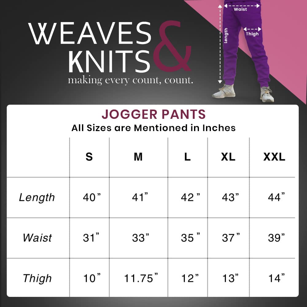 Weaves & Knits Men Fleece Jogger | Relax Fit Soft Joggers for Men | Comfortable Side Pockets Elastic Closure | L, Purple
