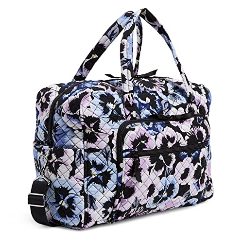 Vera Bradley Women's Cotton Weekender Travel Bag, Plum Pansies - Recycled Cotton, One Size