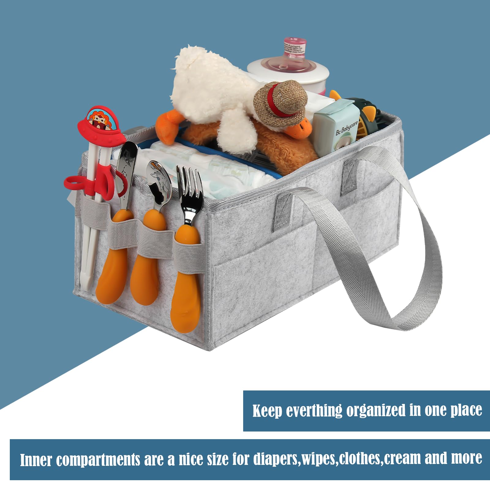 Samplife Baby Diaper Caddy Organizer,Portable Diaper Caddy for Newborn Baby Essentials With Handle, Travel Diaper Caddies for Changing Table Tote Bag Collapsible Nursery Storage Bin Basket