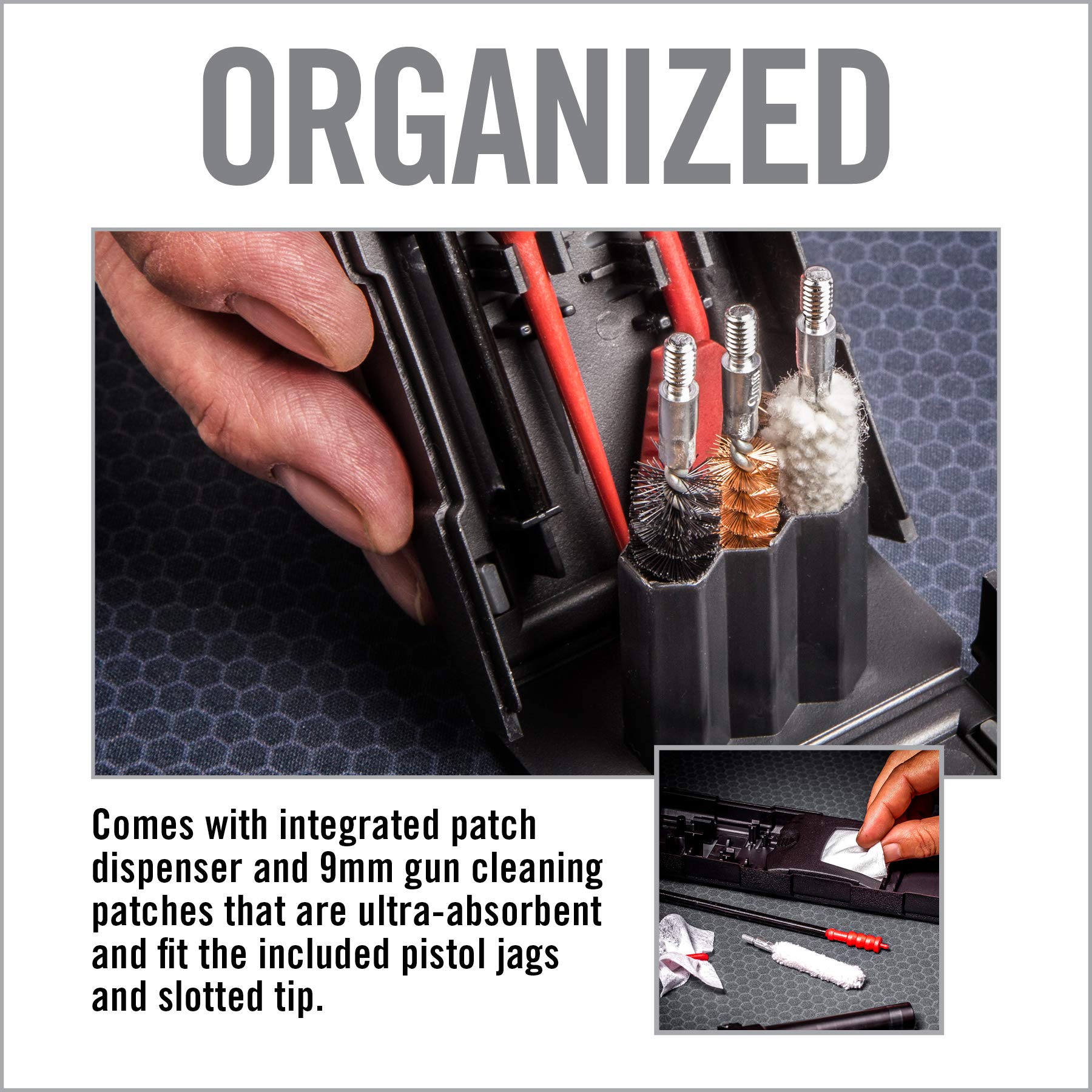 Real Avid 9mm Cleaning Kit for 9mm .357 & .38 Caliber Gun Cleaning | Complete Glock Cleaning Kit & Pistol Cleaning Kit with Bore Brush, Jag, Bore Mop, Cleaning Rod & Gun Cleaning Patches,Charcoal