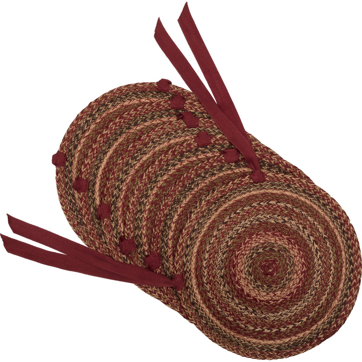 VHC Brands Cider Mill Jute Chair Pad Set of 6, 6 Count (Pack of 1), Red