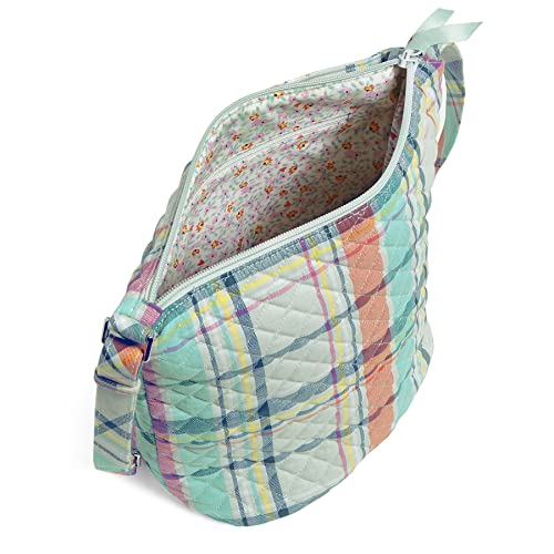 Vera Bradley Women's Cotton Bucket Crossbody Purse, Pastel Plaid - Recycled Cotton, One Size