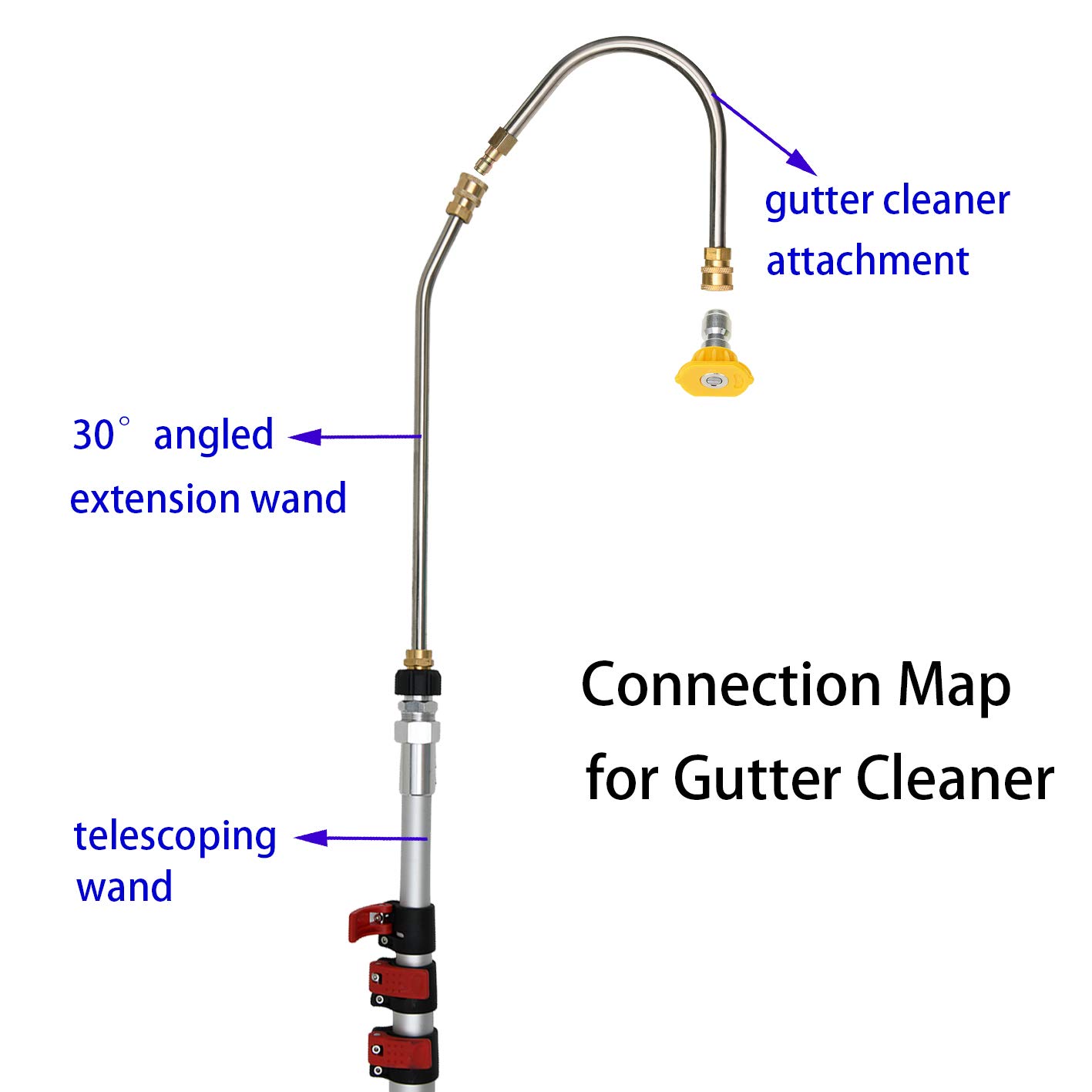 RIDGE WASHER Telescoping Pressure Washer Wand, 18 Feet Gutter Cleaning Tool, with Extension Wand, Gutter Cleaner Attachment, Support Belt, 5 Nozzles, 2 Couplers, 4000 PSI