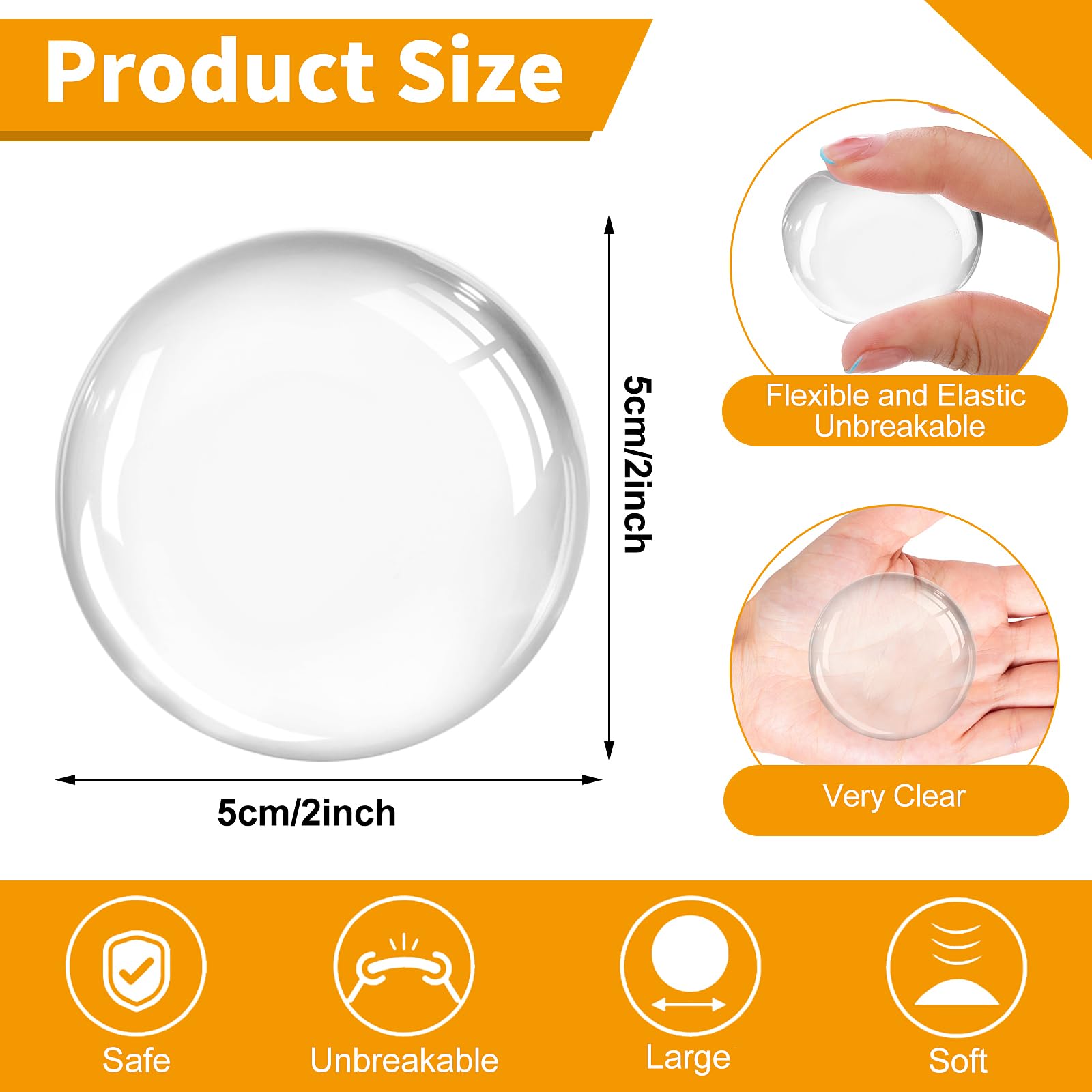 Sibba 6PCS Door Stopper Wall Protector, Reusable Transparent Round Soft Door Bumper Pad, Strong Self-Adhesive Door Bumpers for Home Office Wall Protect (2 Inches)