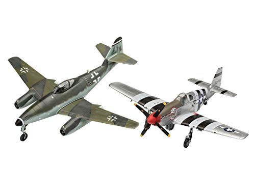 Revell RV03711 03711 Combat Set Me262 & P-51B Mustang Plastic Model kit 1:72 Scale, Unpainted