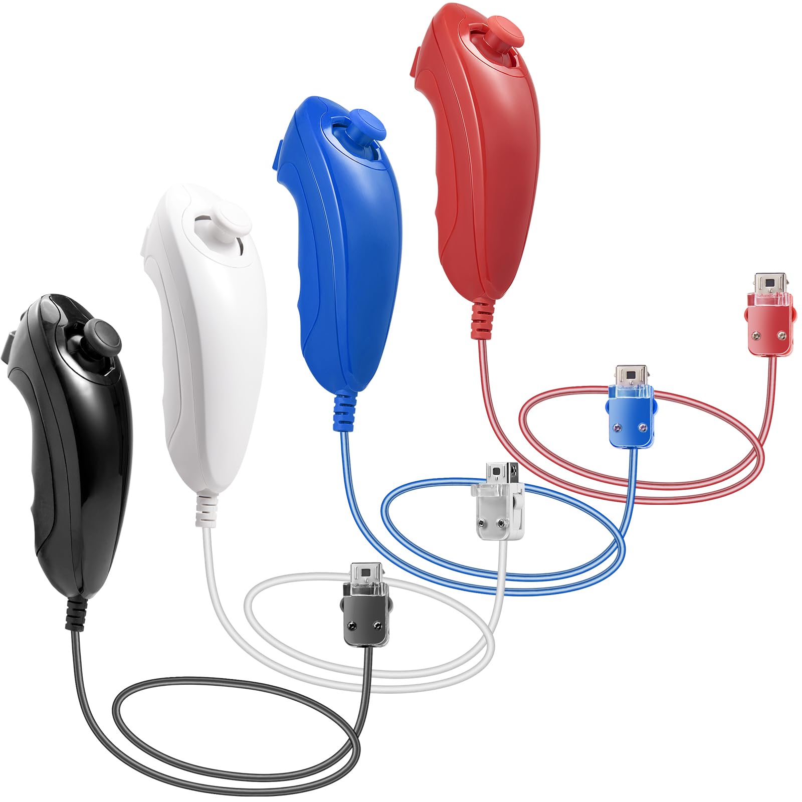 Wii Nunchuck Controller,MODESLAB 4 Pack Nunchuk Controllers Replacement Remote Joystick Gamepad Controller for Wii Wii U Console
