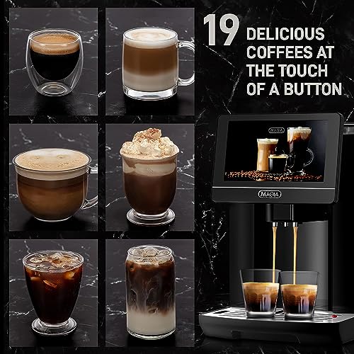 Zulay Magia Super Automatic Coffee Espresso Machine - Durable With Grinder Maker Easy To Use 7β Touch Screen, 19 Recipes, 10 User Profiles
