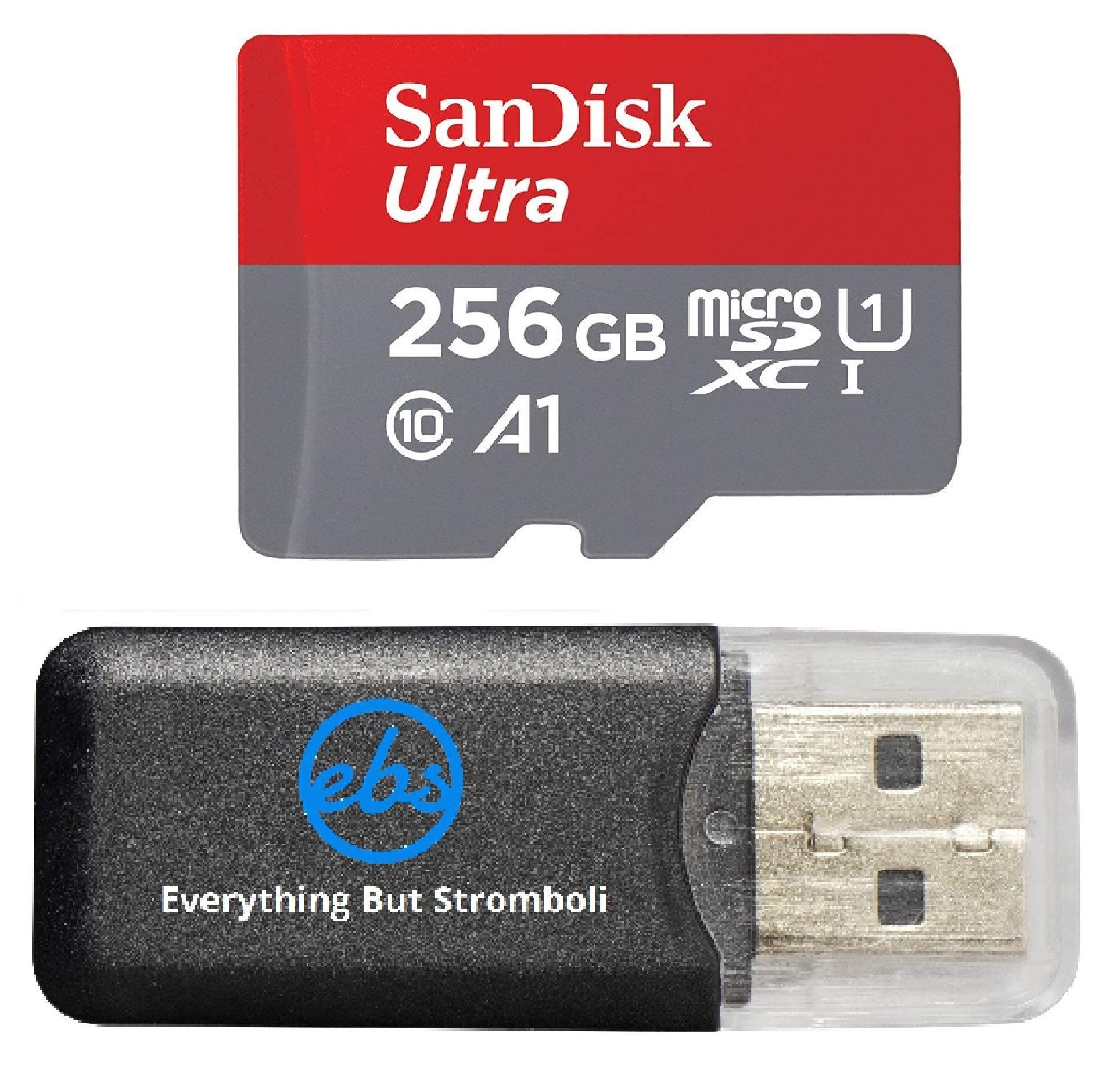 SanDisk 256 GB Ultra Micro SDXC Memory Card Works with Samsung Galaxy Tab A (2017) (2018), Tab Active 2 Phone UHS-I Class 10 (SDSQUA4-256G-GN6MN) Bundle with Everything But Stromboli Card Reader