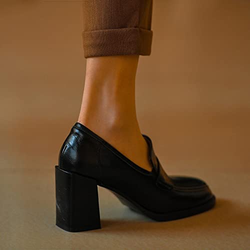 Women Casual Shoes Fashion Simple Solid Color Foreign Trade Large Comfortable Square Heel Shoes Wedges Black