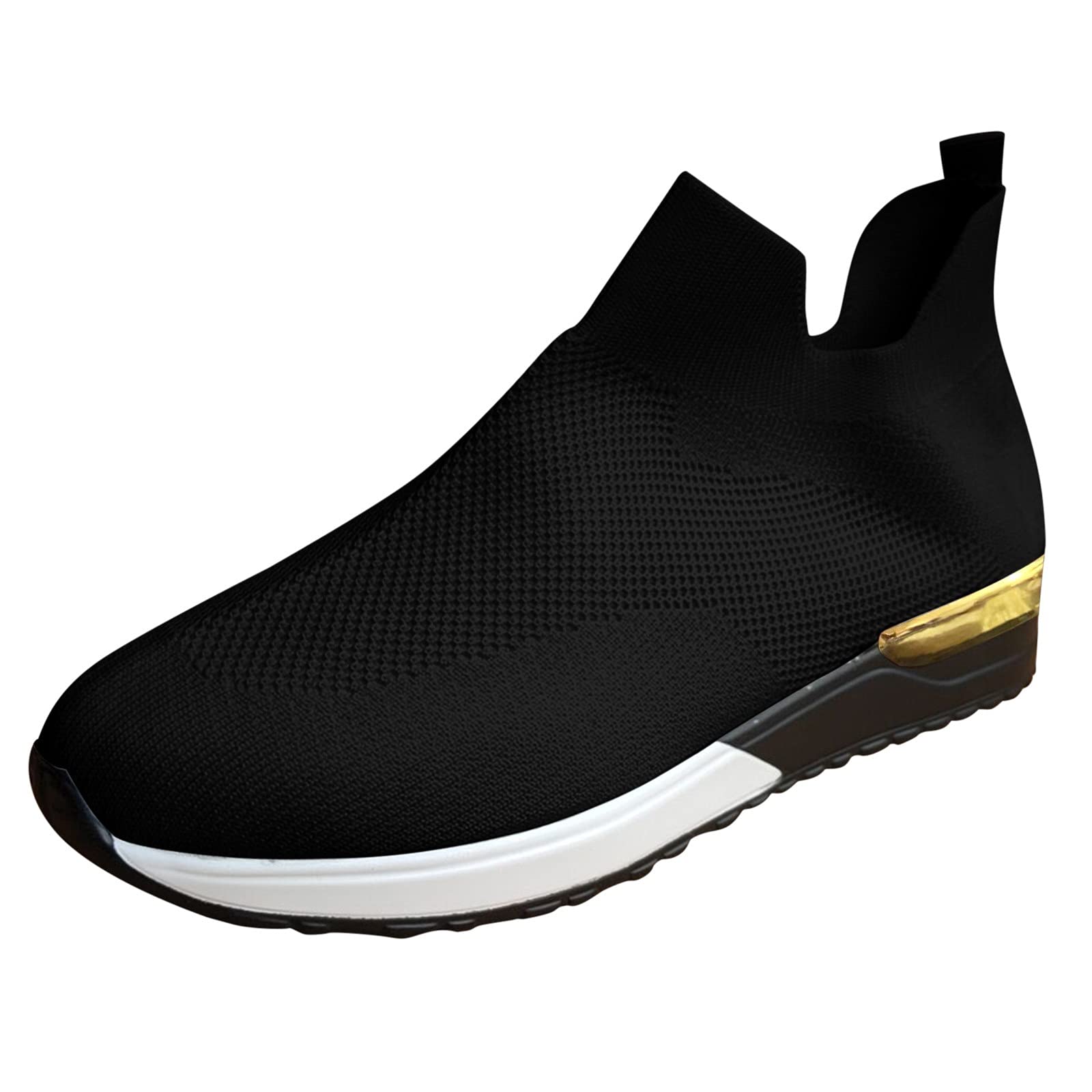 Shoes for Women Slip On Mesh Rubber Walking Trainers Running Sneakers Casual Comfort Soft Sole Running Exercise Shoes Black