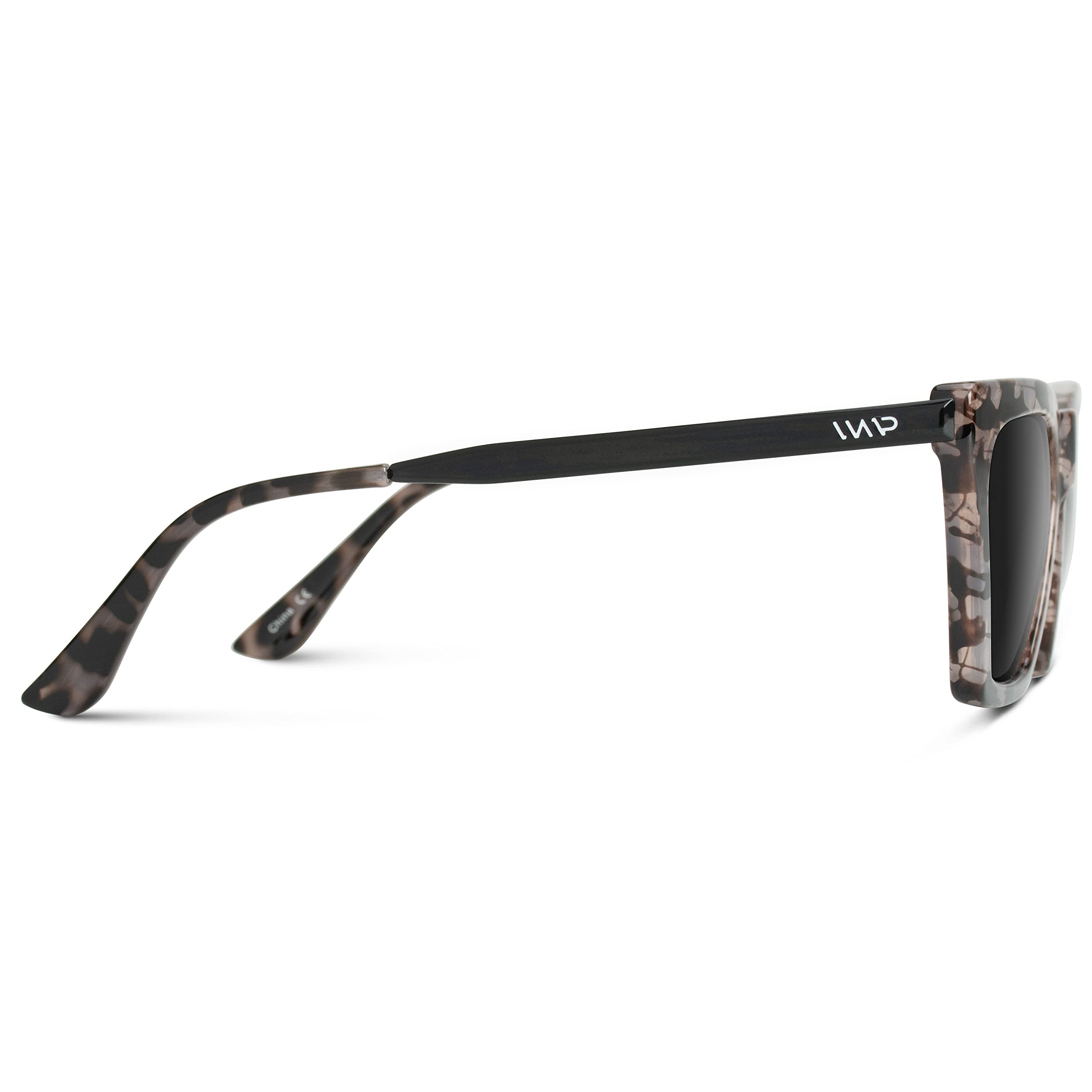 WearMe Pro WMP Eyewear - Square Cat Eye Shape Metal Frame Fashion Polarized Mirrored Sunglasses (Tortoise/Black Lens)