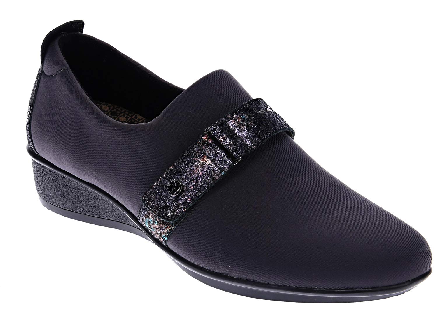 Revere Genoa - Women's Stretch Loafer Graphite/black Metallic Python - 10 Medium