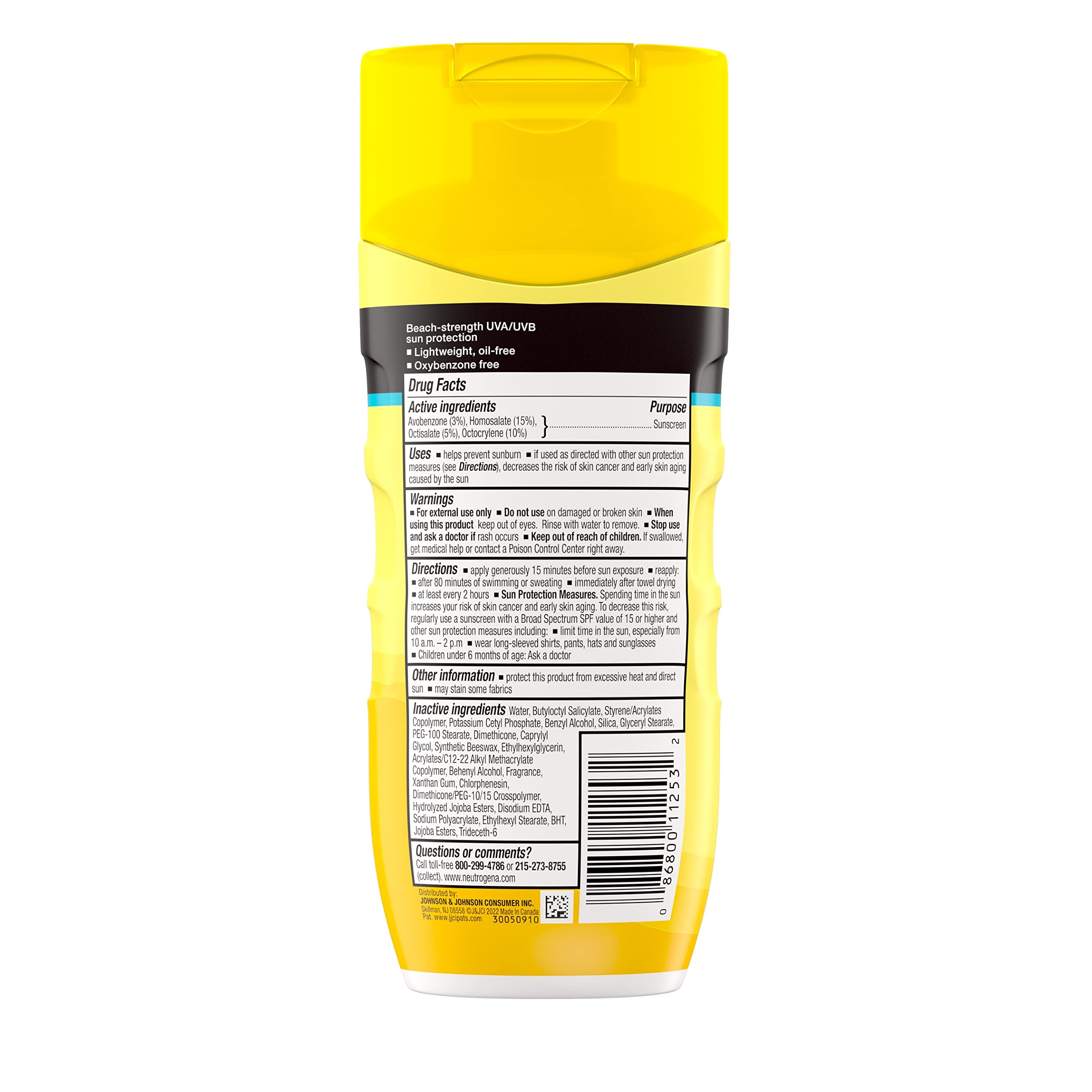 Neutrogena Beach Defense Water-Resistant Sunscreen Lotion with Broad Spectrum SPF 30, Oil-Free and PABA-Free Oxybenzone-Free, UVA/UVB Sun Protection, SPF 50, 6.7 fl. oz
