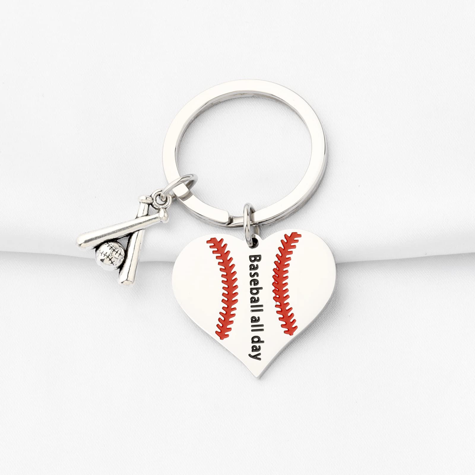 WSNANG Baseball Keychain Baseball Player Gifts Baseball Lover Jewelry Baseball Team Baseball Coach Thank You Gift (silver)