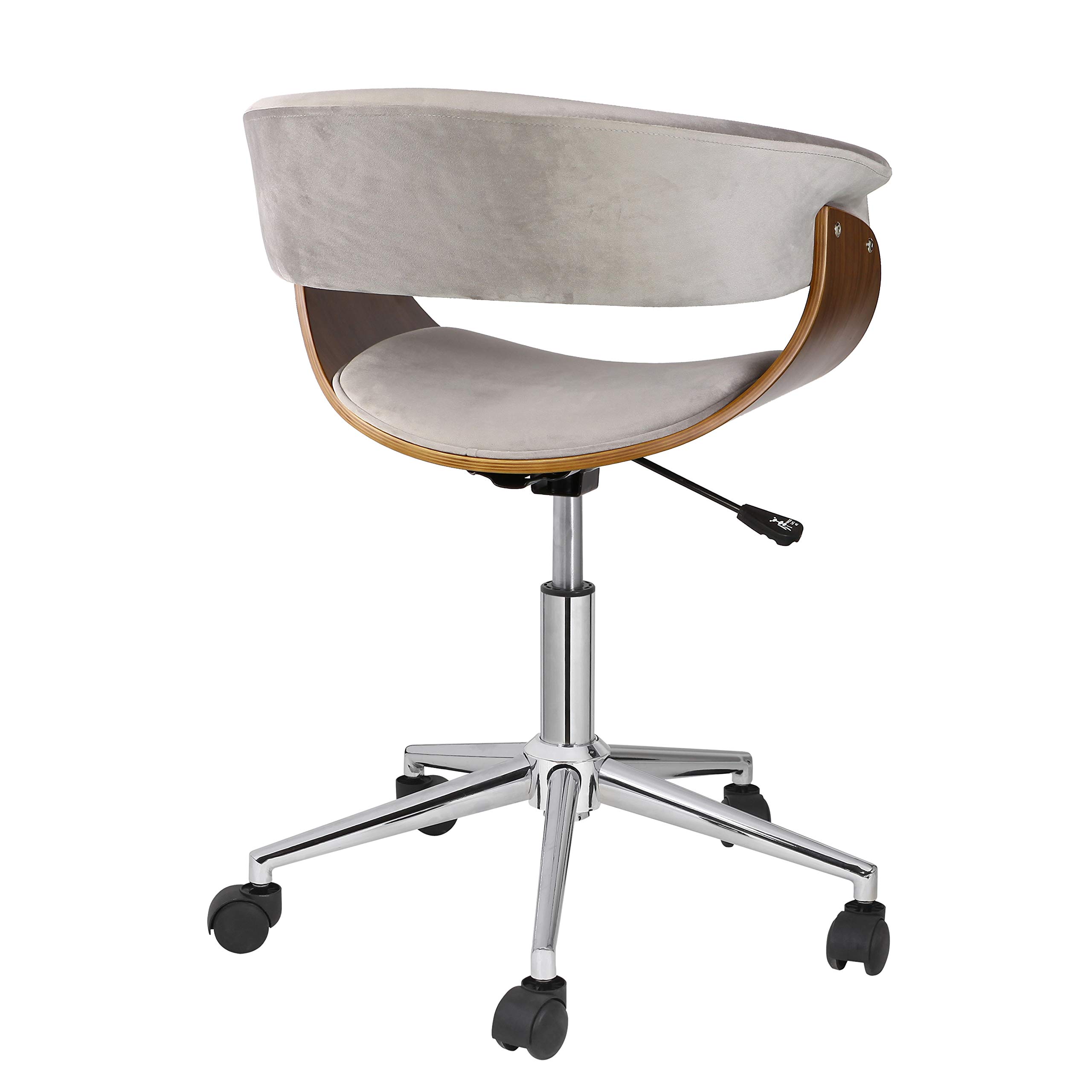 Porthos Home Isla Adjustable Office Chair With 360° Swivel, Suede Upholstery And 5-star Chrome Base With Roller Caster Wheels, Suitable for Studios And Small Offices