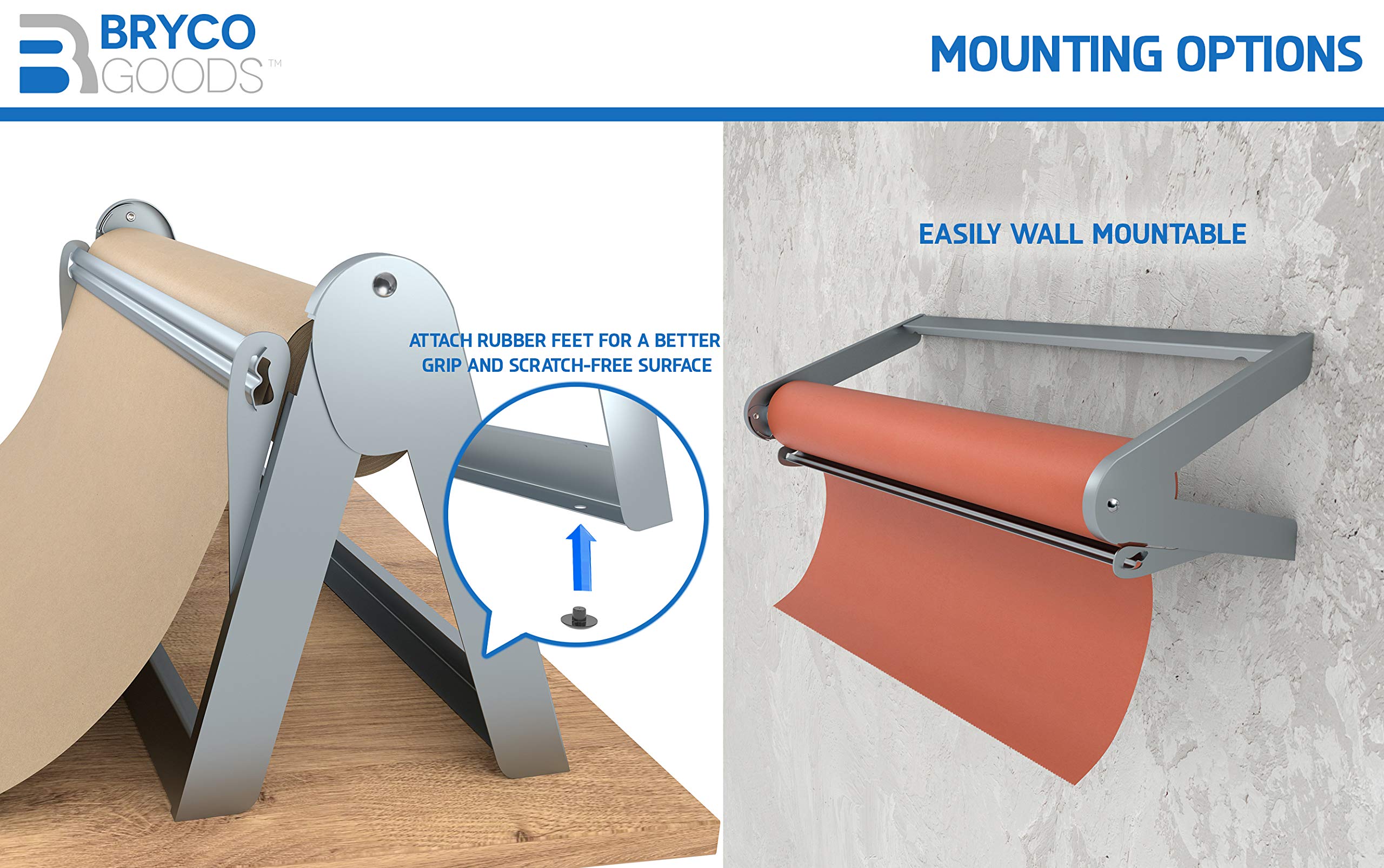 Paper Roll Dispenser and Cutter - Long 24" Roll Paper Holder - Great Butcher Paper Dispenser, Wrapping Paper Cutter, Craft Paper Holder or Vinyl Roll Holder - Wall Mountable
