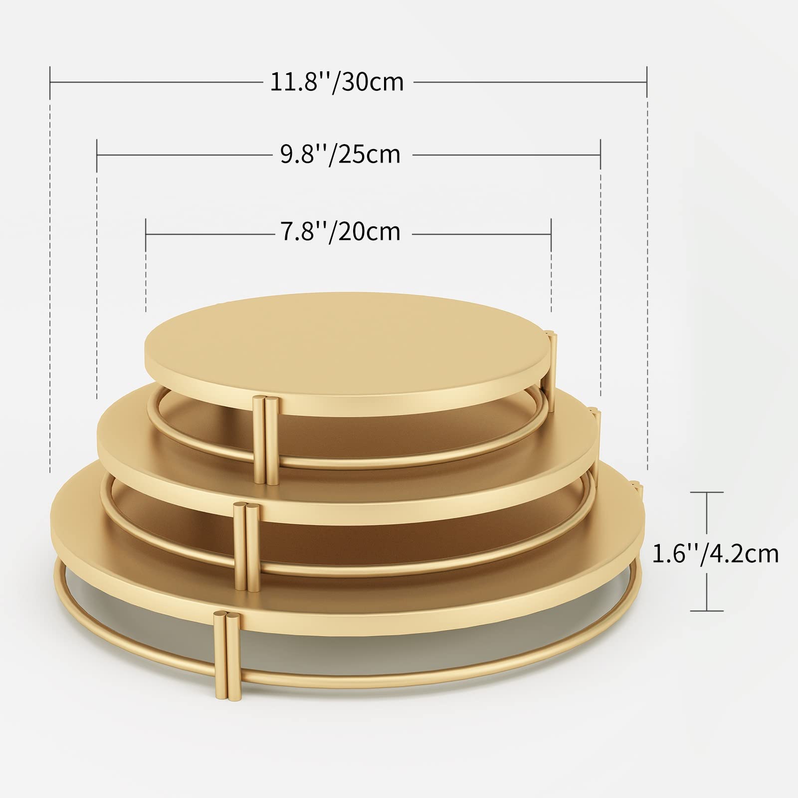 Vivevol 3-Piece Gold Cake Stands for Dessert Table Cupcake Stand Set, Cake Tray Cookies Display Candy Plate Party Decorating 8β-10β-12β