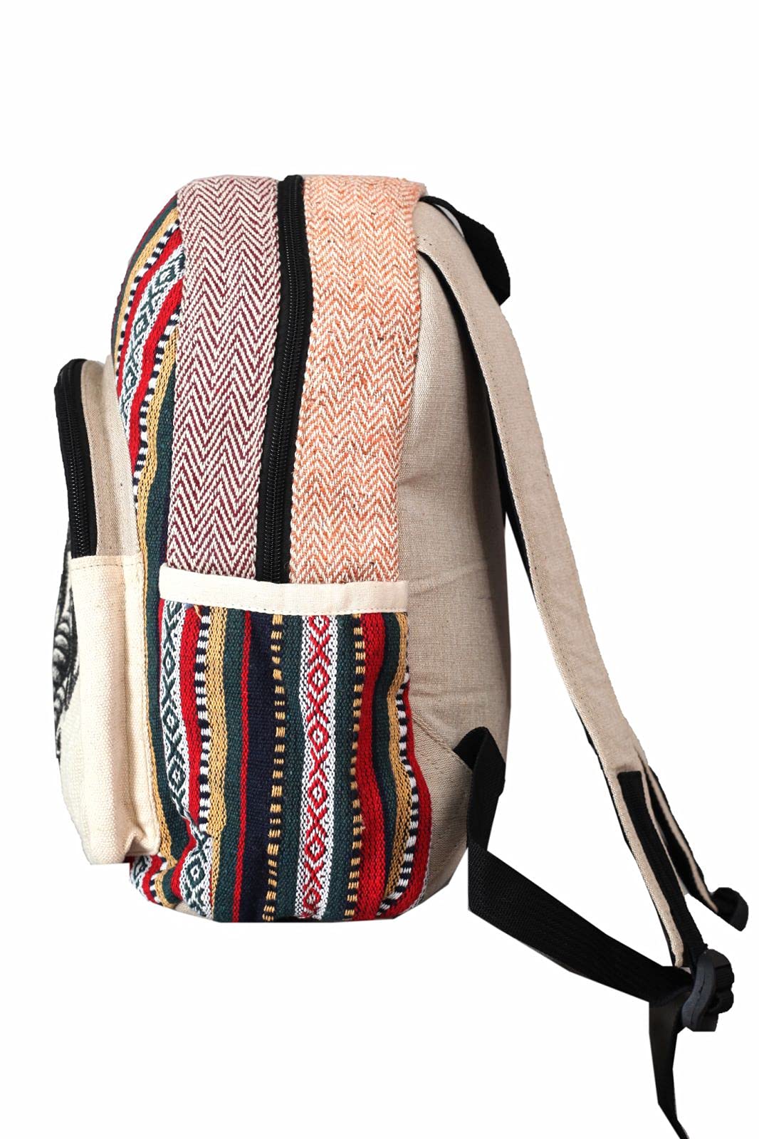 VIBRANIC Himalayan HEMP Laptop Backpack - THC Free - 13β/15β Laptop Compartment - All Natural Handmade - Multi-Pocket - Lord Ganesha Print - Made in Nepal