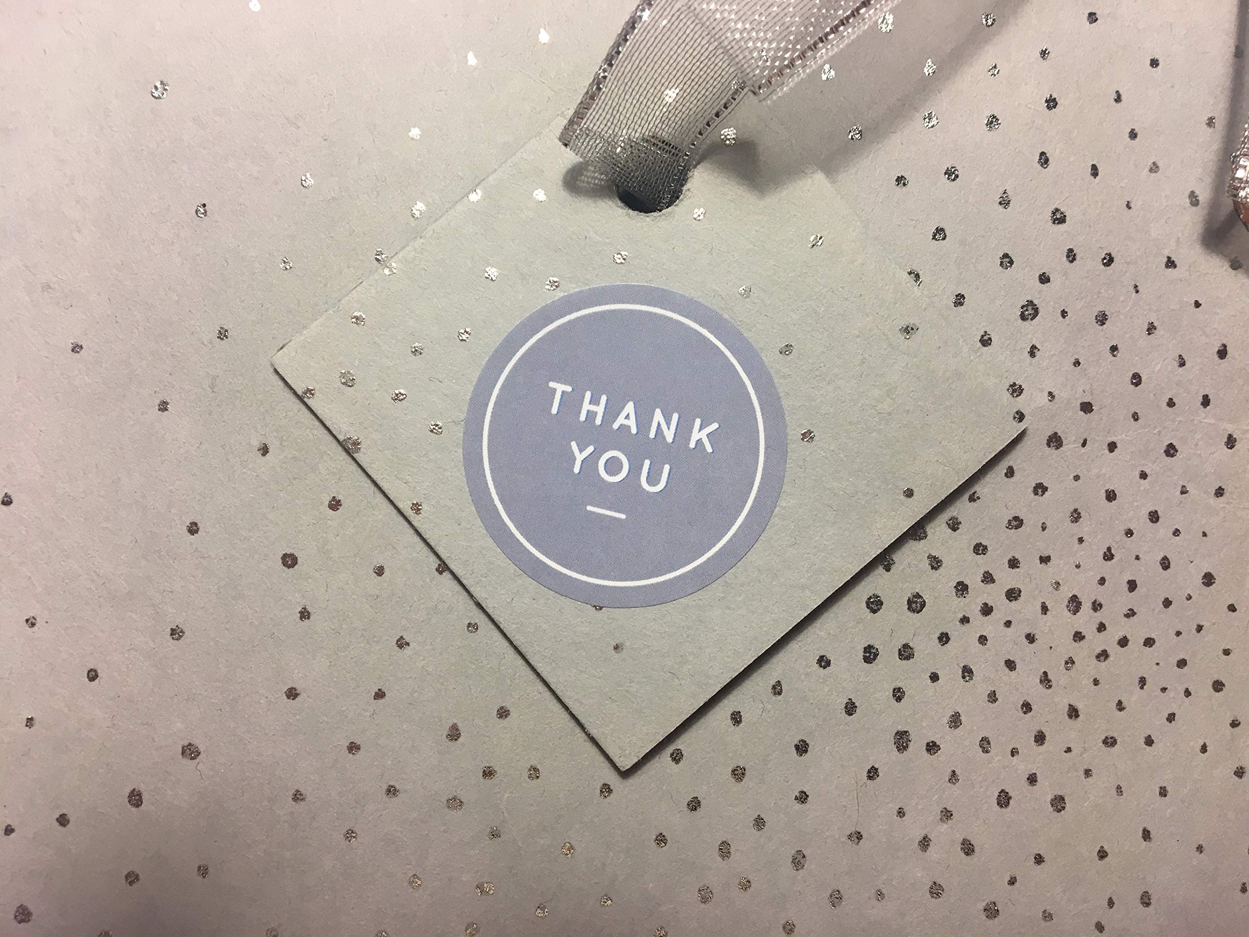 PAPERLILY Thank You Stickers - 1.5" | 500 Grey/Gray Labels Per Roll
