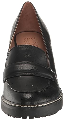 Naturalizer Womens Dabney Slip On Lug Sole Heeled Loafers Black Smooth 7.5 M