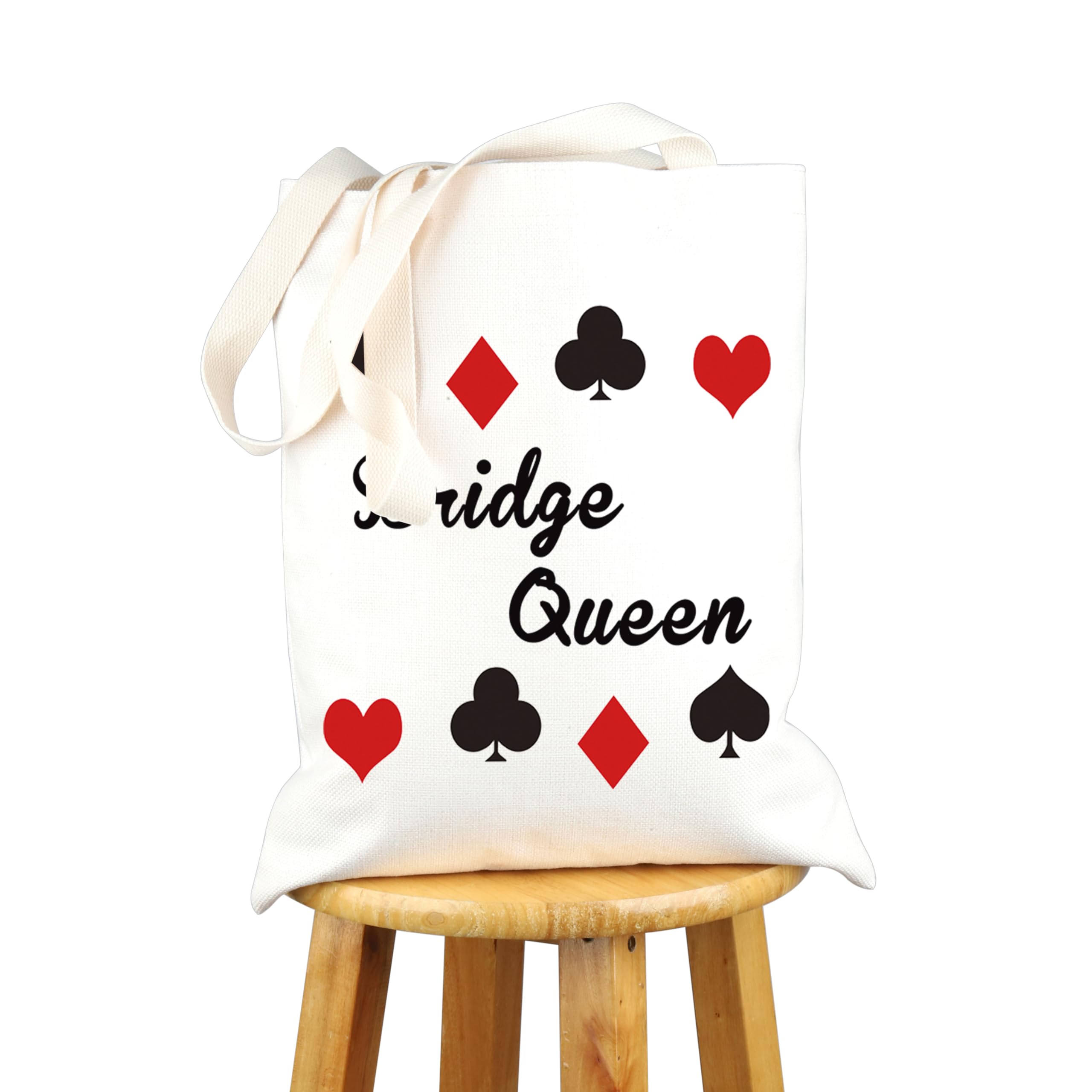 VAMSII Bridge Players Tote Bag Bridge Queen Shoulder Bag Bridge Card Gifts for Bridge Players Bridge Lovers Gift (Bridge Queen Tote)