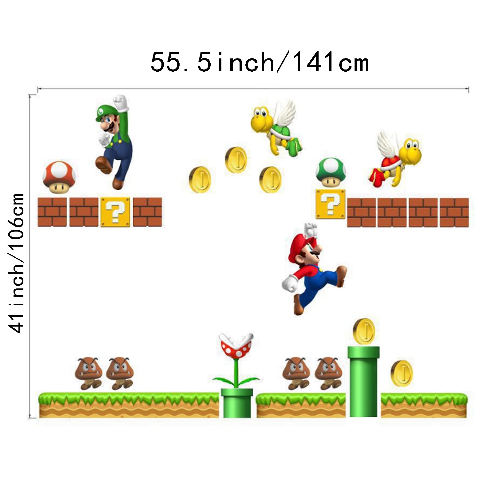 SchwartsCount-Super Mario Brothers Wall Decals - Super Mario Build a Scene Vinyl Wall Stickers - Mural Wall Decor Kids Room -Removable Peel and Stick