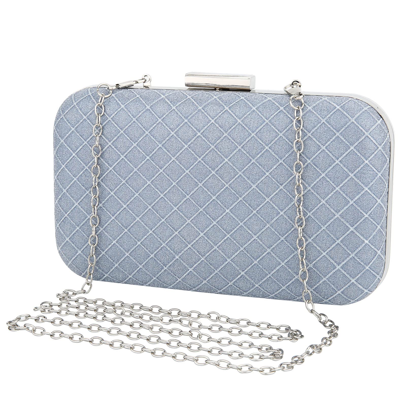 Tanpell Women's Evening Bag Glittering Clutch Handbag Wedding Party Bridal Purse with Detachable Chain (Blue)