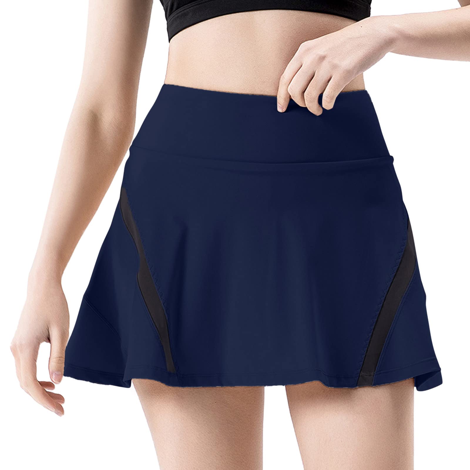 Women Custom Soild Custom High Waisted Leggings Running Pilates Workout Soft Yoga Shorts Womens Petite (Dark Blue, S)
