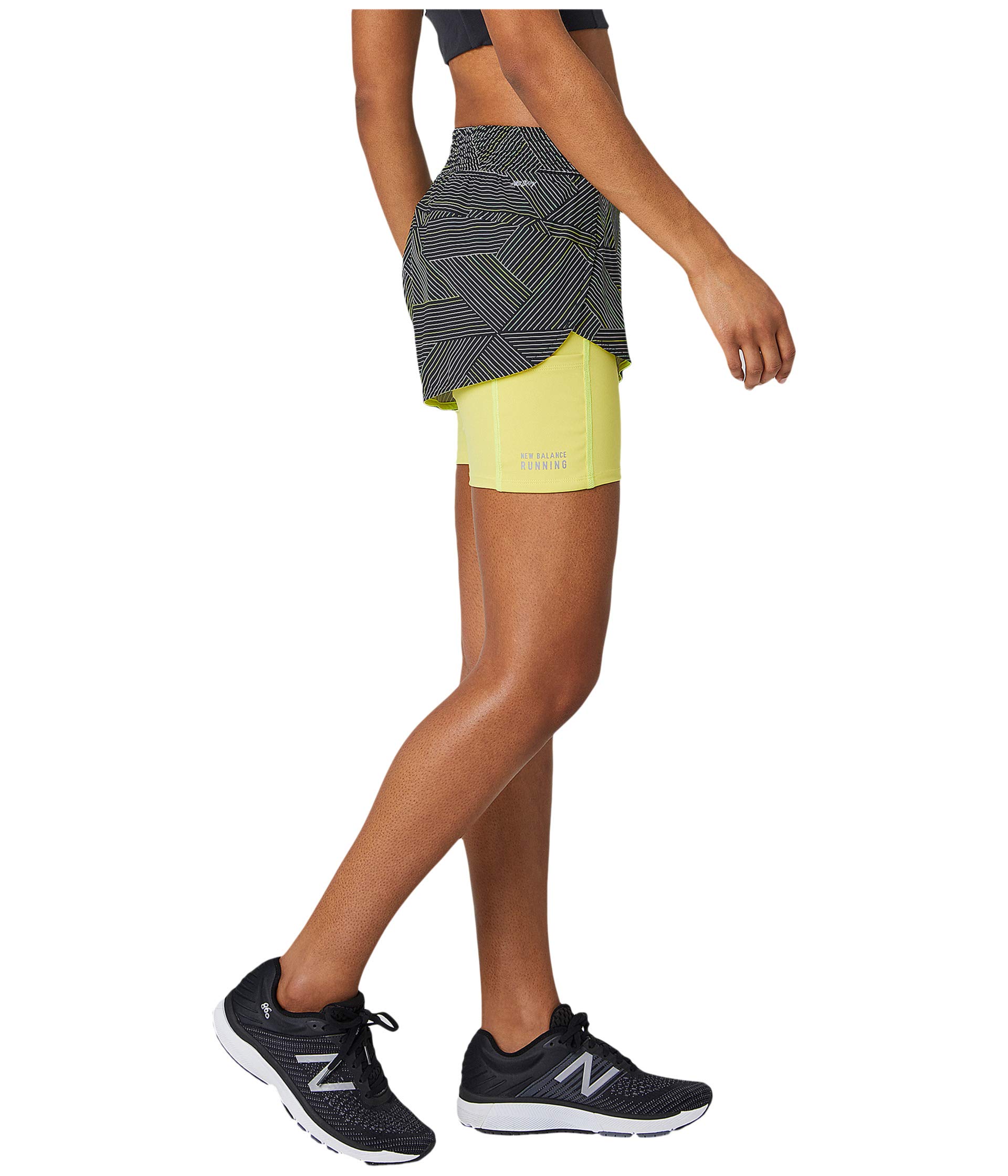 New Balance Women's Impact Run 2 in 1 Short, Black Multi, Medium