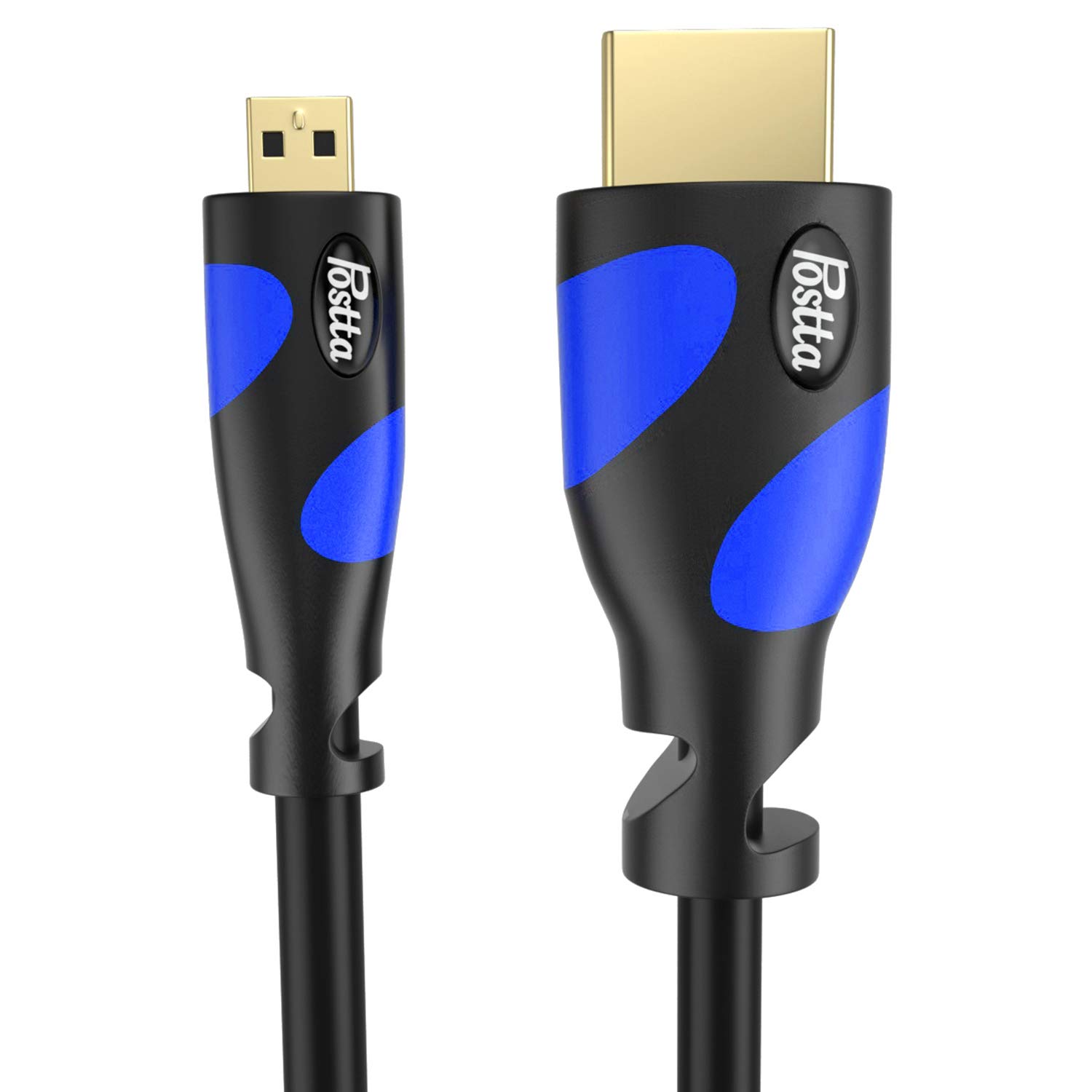 Postta Micro HDMI Cable 6 Feet Micro HDMI to HDMI Adapter Cable Support 4K,1080P,3D,Ethernet-Blue