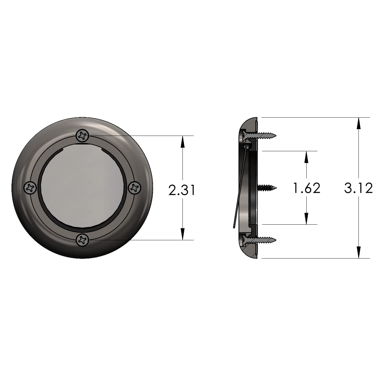 SEAWORTHY INNOVATIONS 316 Stainless Steel Boat Scupper Assembly with Hinged Stainless Flapper (P/N SW1047)