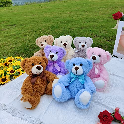UHousDeco 3 Packs Beige Cute Teddy Bear Plush Stuffed Animals Wearing a Bow Baby Shower for Kid Gift