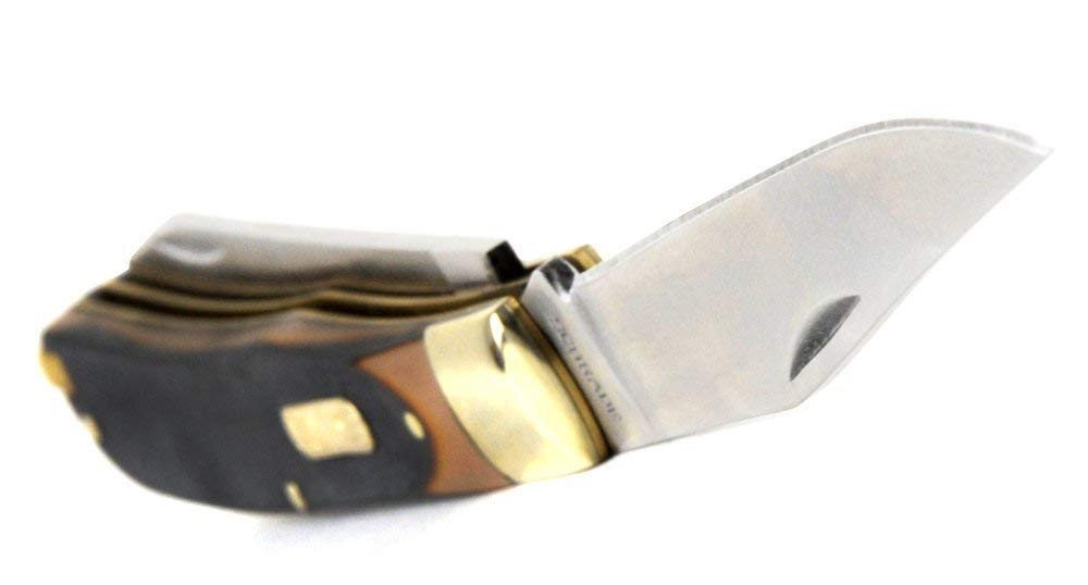 Old Timer 96OT Bearhead Trapper 7.4in Traditional Folding Pocket Knife with 2 High Carbon SS Blades, Sawcut Handle, Tweezers, and Convenient Size for EDC, Hunting, Camping, Whittling, and Outdoors
