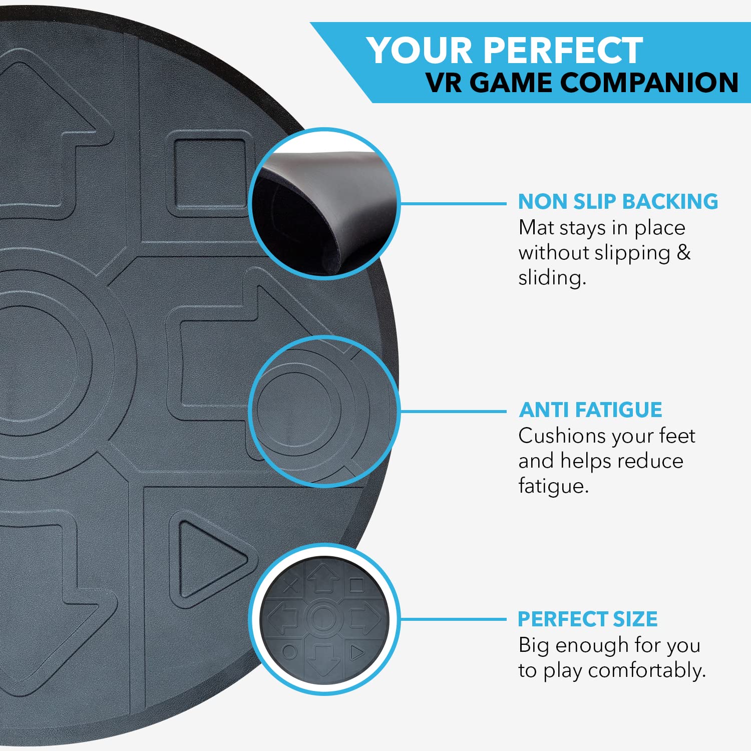 VerseMat Jump Rope/VR/Dance/Exercise/Yoga/Play/Skipping Fun Design Mat Multi Use Indoor Outdoor Anti Slip True Anti Fatigue Workout Home Gym Use Thick Rubber Virtual Reality Video Games