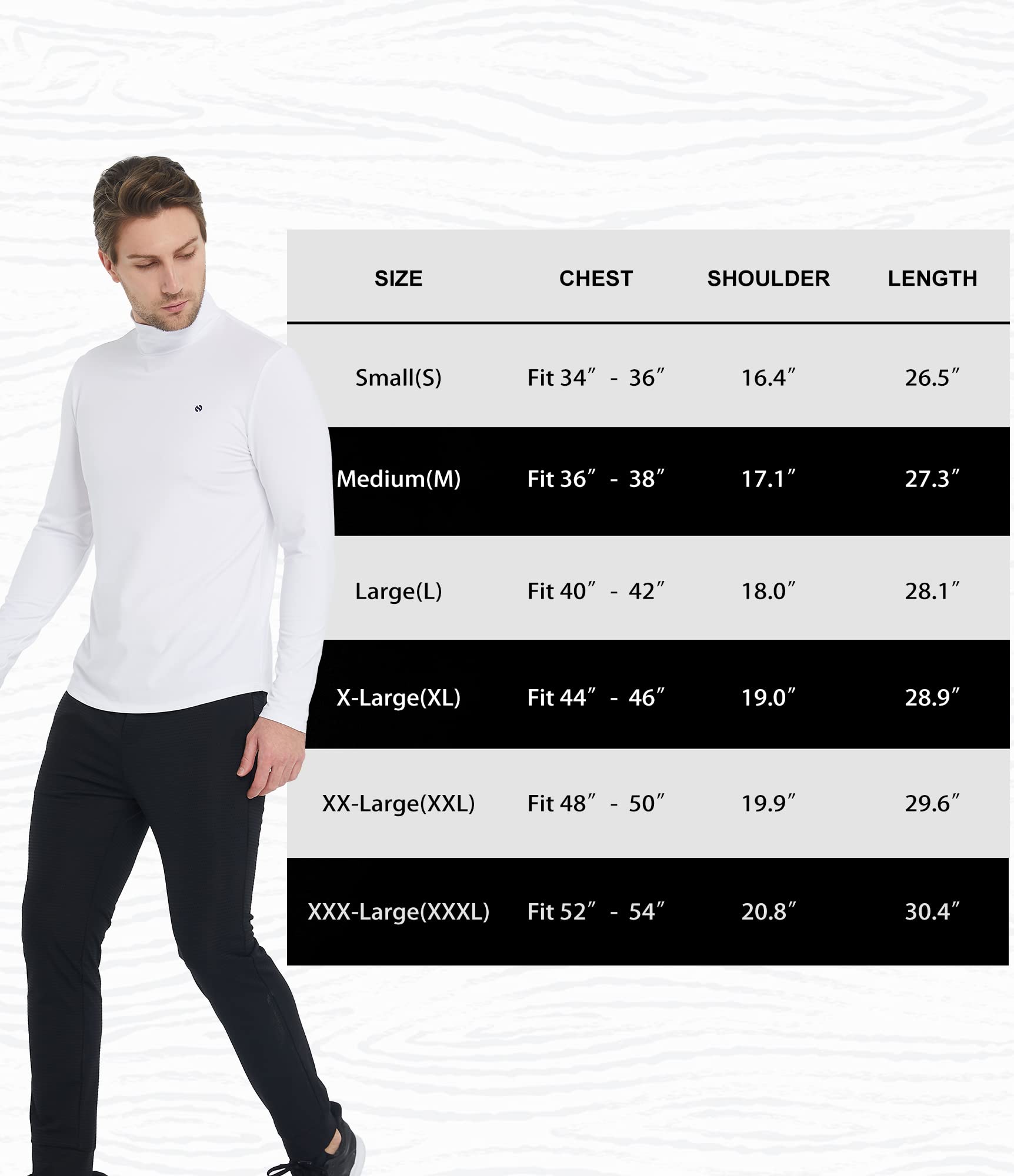 SSLR-Thermal-Shirts-for-Men-Turtleneck Long Sleeve Shirts Fleece Lined Winter Slim Fitted Mock Neck Base Layer (X-Large, White)
