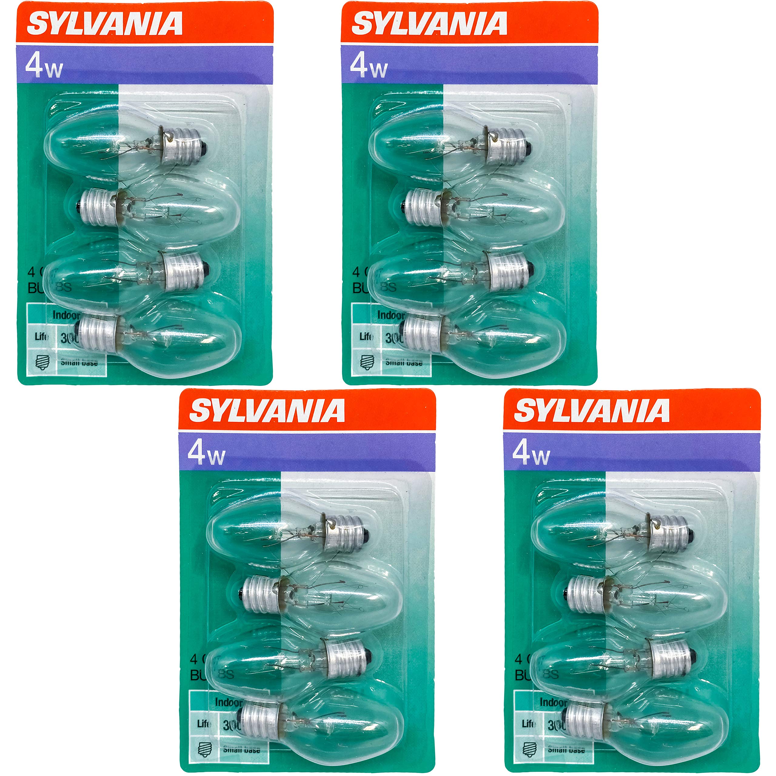 SYLVANIA Home Lighting Incandescent Small Appliances Bulb, C7-4-Watt, Clear Finish, Candelabra Base (16 Bulbs)