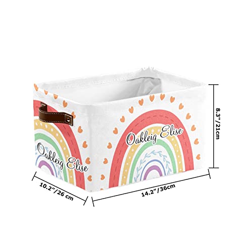 Rainbow Love Hearts Personalized Storage Basket,Custom Storage Bins for Bedroom Wardrobe,Nursery 4 Packs