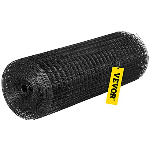 VEVOR 24" x 50' Welded Wire Hardware Cloth w/A Cutting Plier & A Pair of Fabric Gloves, Black